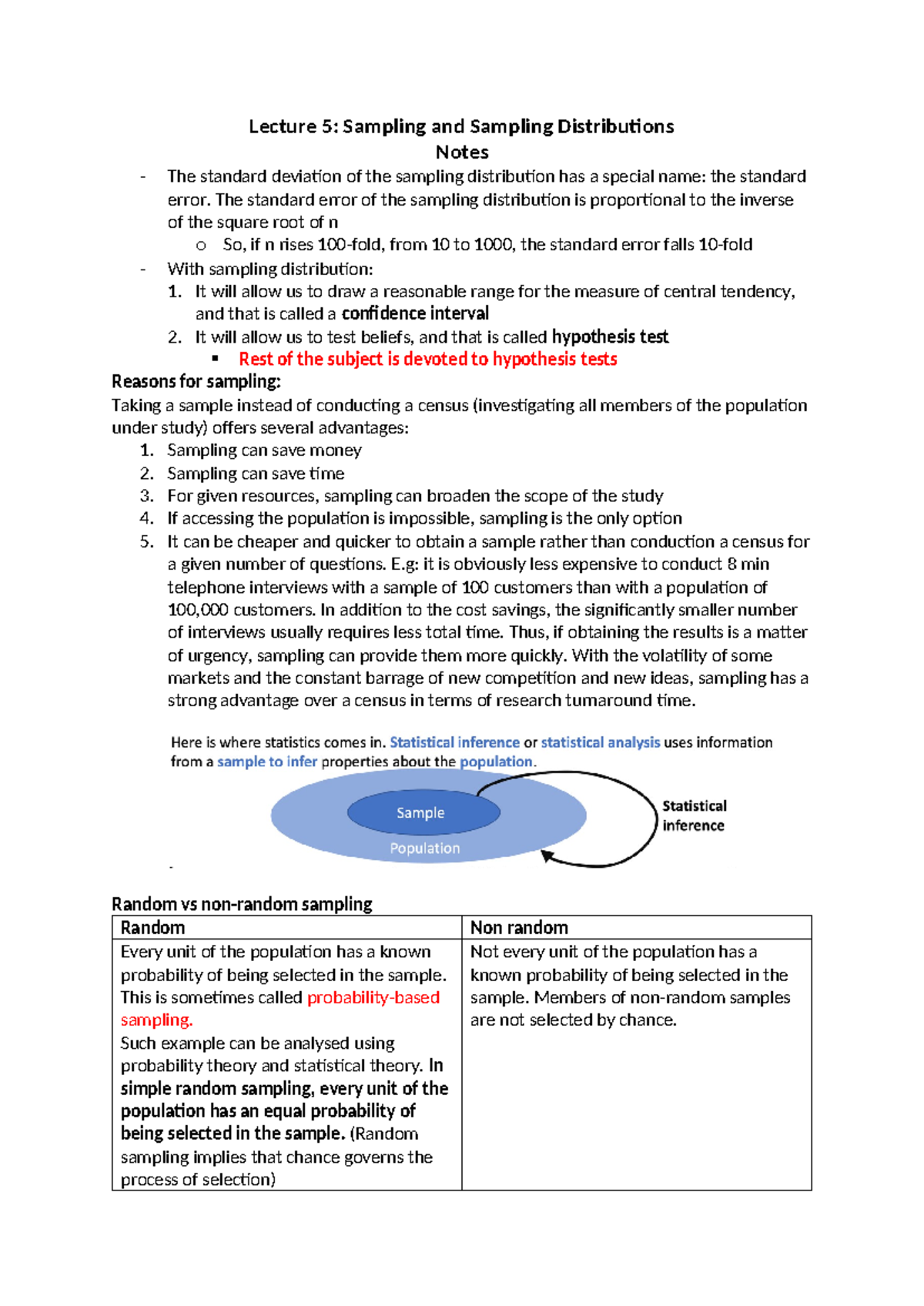 Lecture 5 Stats copy - Summary Business Statistics - Lecture 5 ...