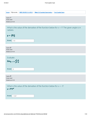 Calculus 1 - quiz 1 - Studocu