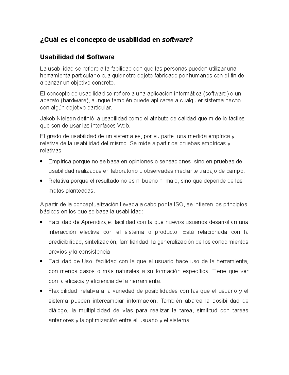 Taller - ¿Cuál es el concepto de usabilidad en software? Usabilidad del ...