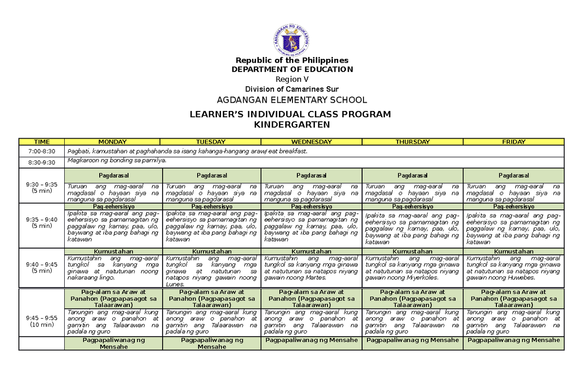 Lingguhang- Gabay-SA- Pagtuturo-SA- Kindergarten-edited - Republic of ... Lingguhang- Gabay-SA- Pagtuturo-SA- Kindergarten-edited - Republic of ...