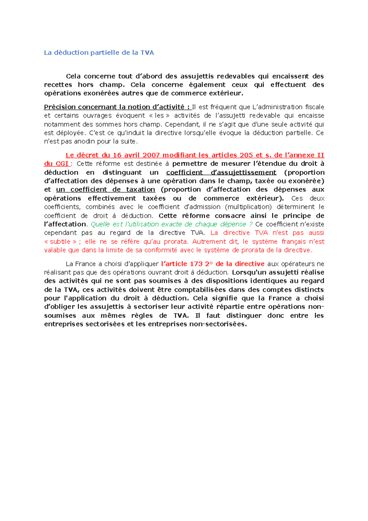 La déduction partielle de la TVA - La déduction partielle de la TVA ...