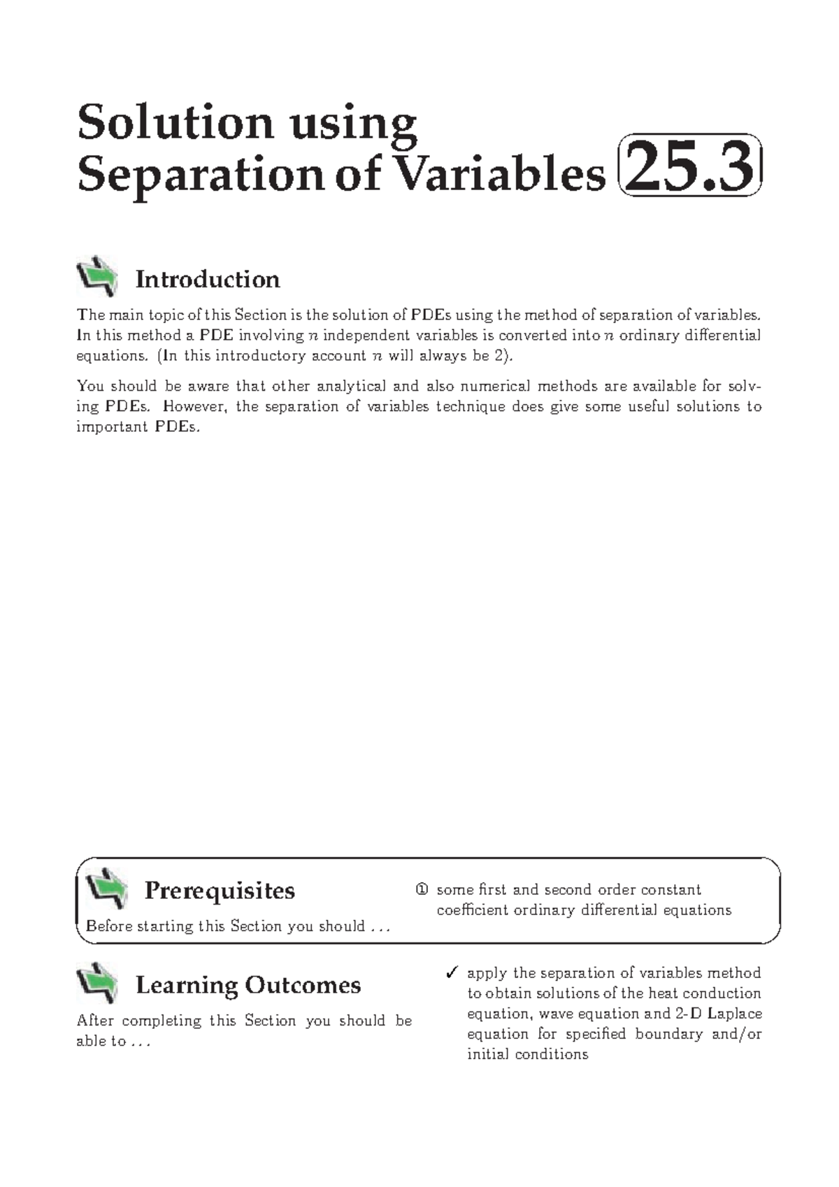 25 3 soln sep vars - Worksheets - Solution using Separation of ...