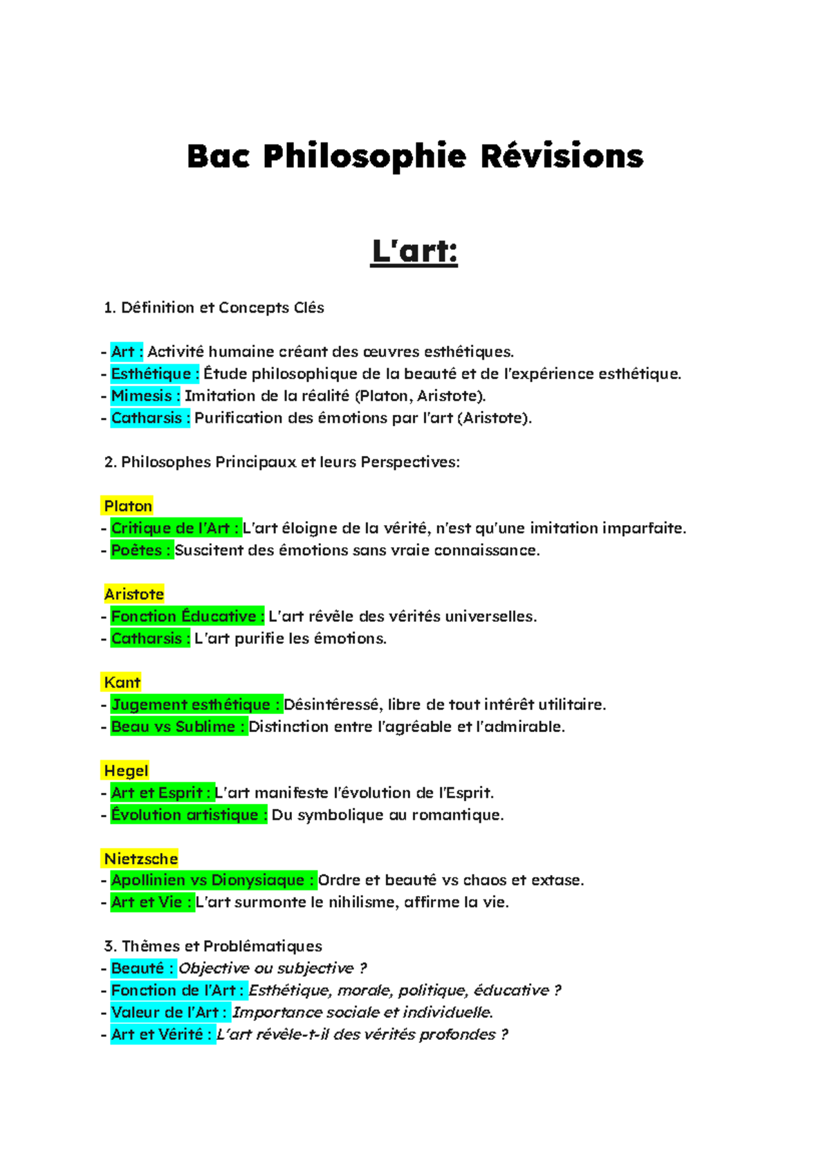 BAC Philosophie - fiche de revision bac - Bac Philosophie Révisions L ...