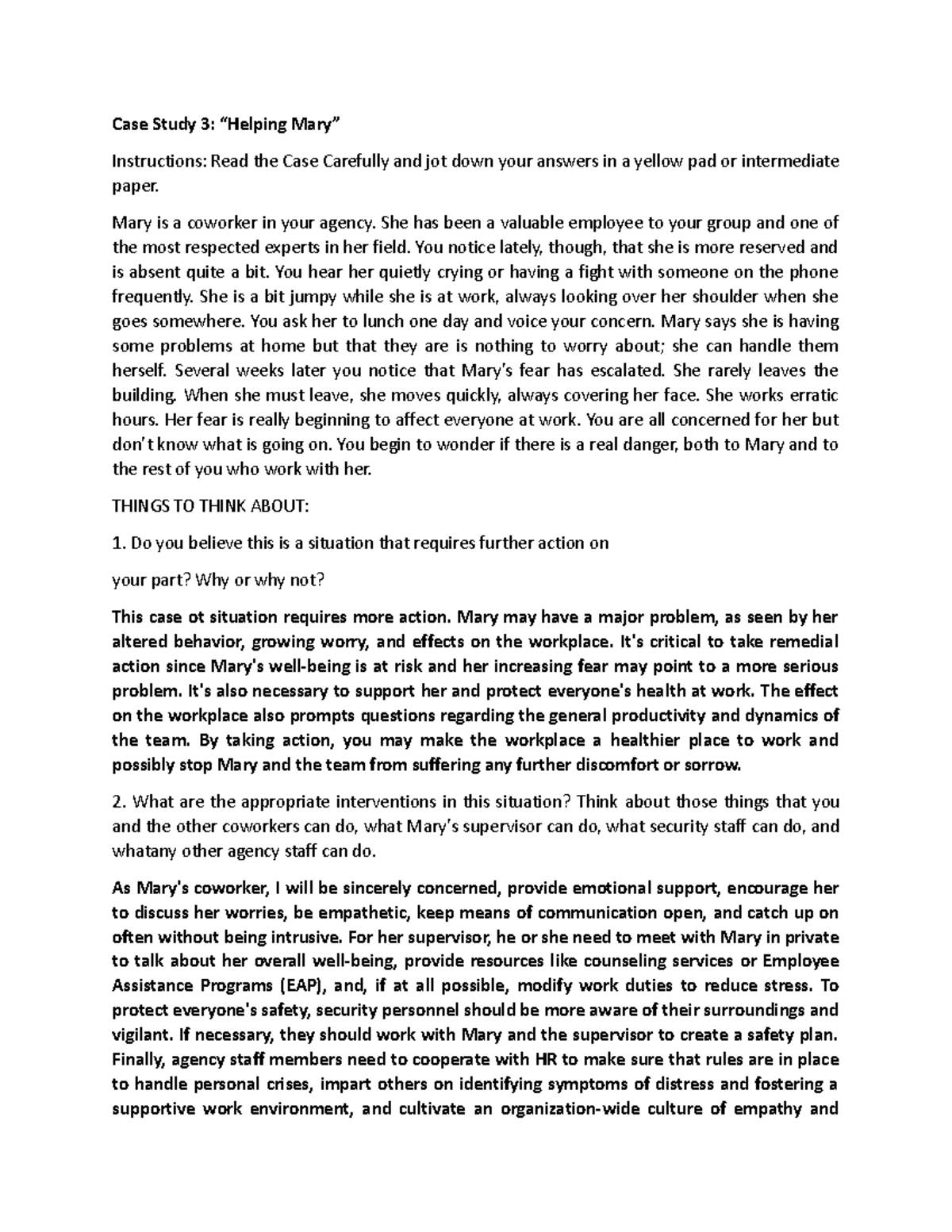 Case-Study-3 - Please refer the file. - Case Study 3: “Helping Mary ...