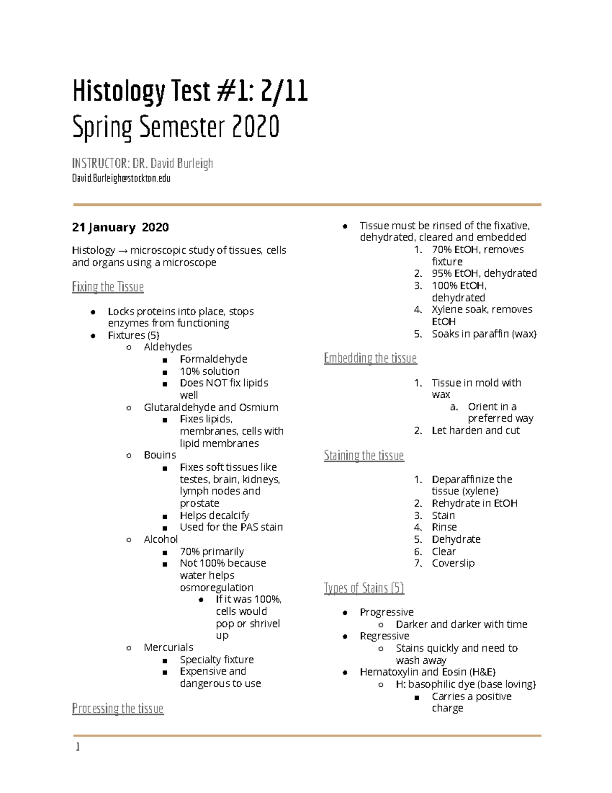 Histology Test One - This course studies tissue types, functions and ...