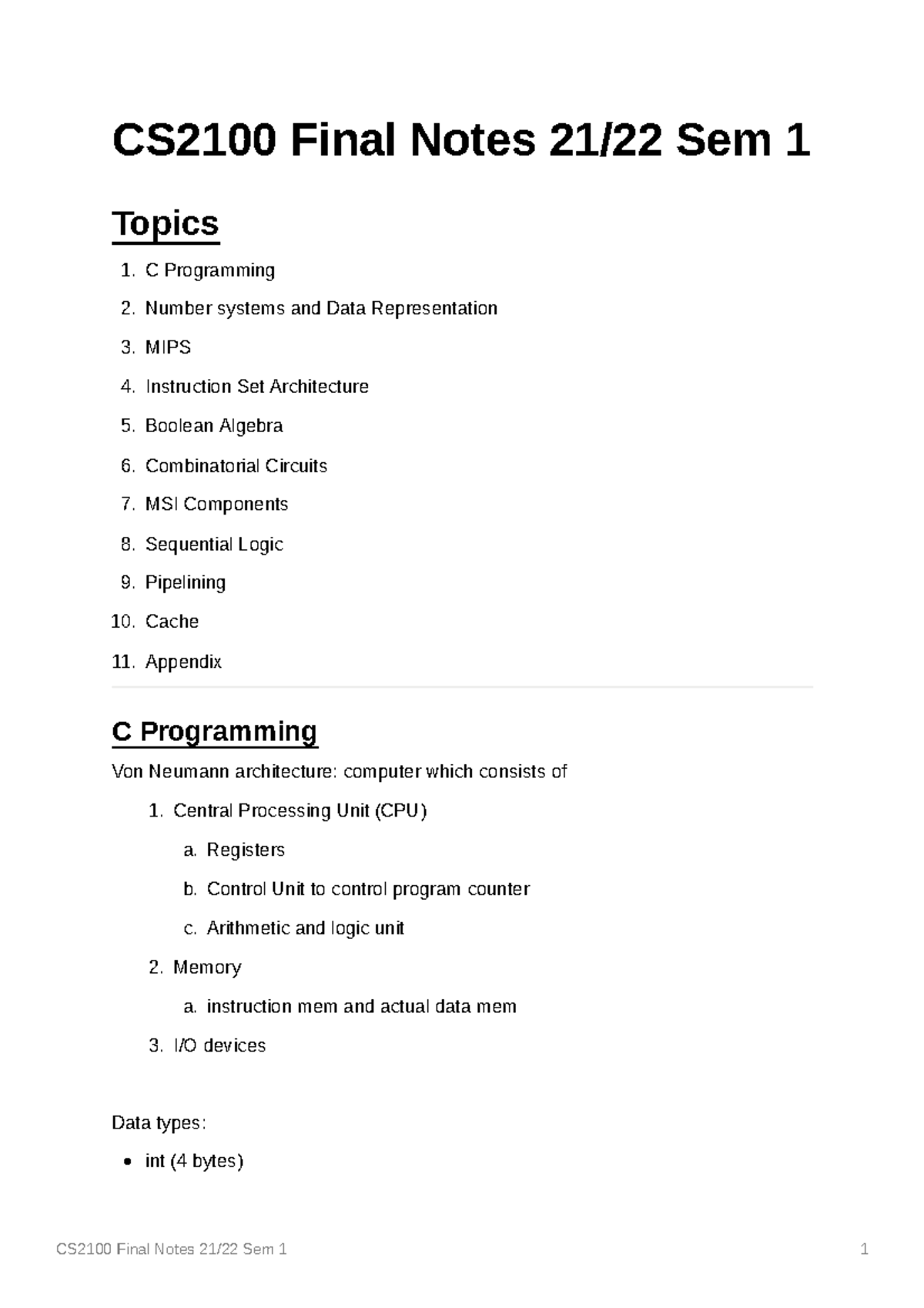 CS2100 Final Notes: A summary of all lectures - CS2100 Final Notes 21/ ...