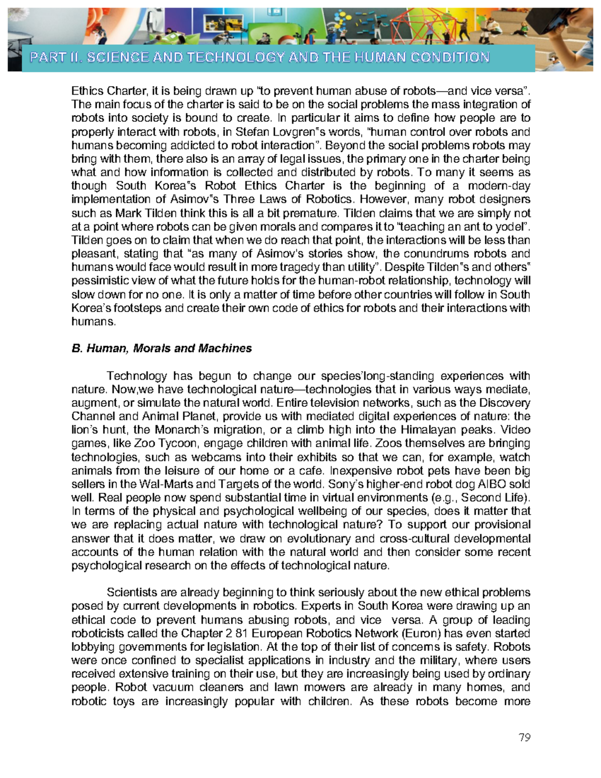 STS 17 - STS 17 NOTES - Ethics Charter, it is being drawn up “to ...