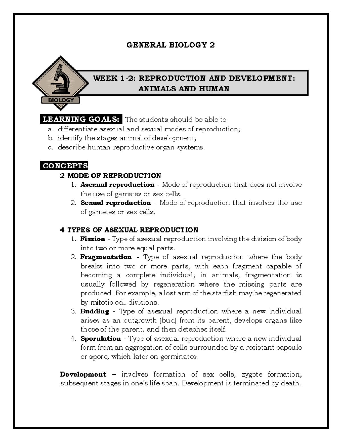 4TH- Quarter- Concept- Notes - GENERAL BIOLOGY 2 LEARNING GOALS: The ...