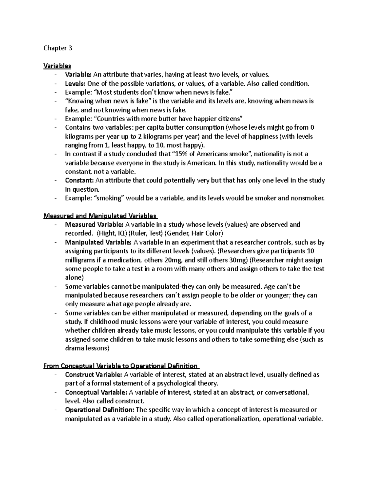 Chapter 3 Research Chapter 3 Variables Variable An Attribute That