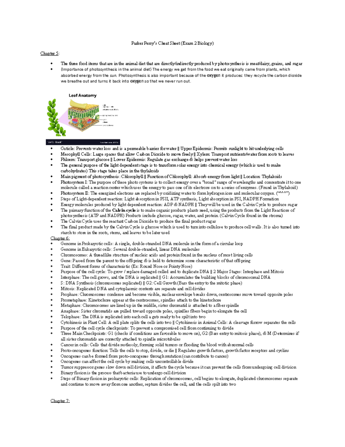 Exam 2 Cheat Sheet (Biology) - Parker Perry’s Cheat Sheet (Exam 2 ...