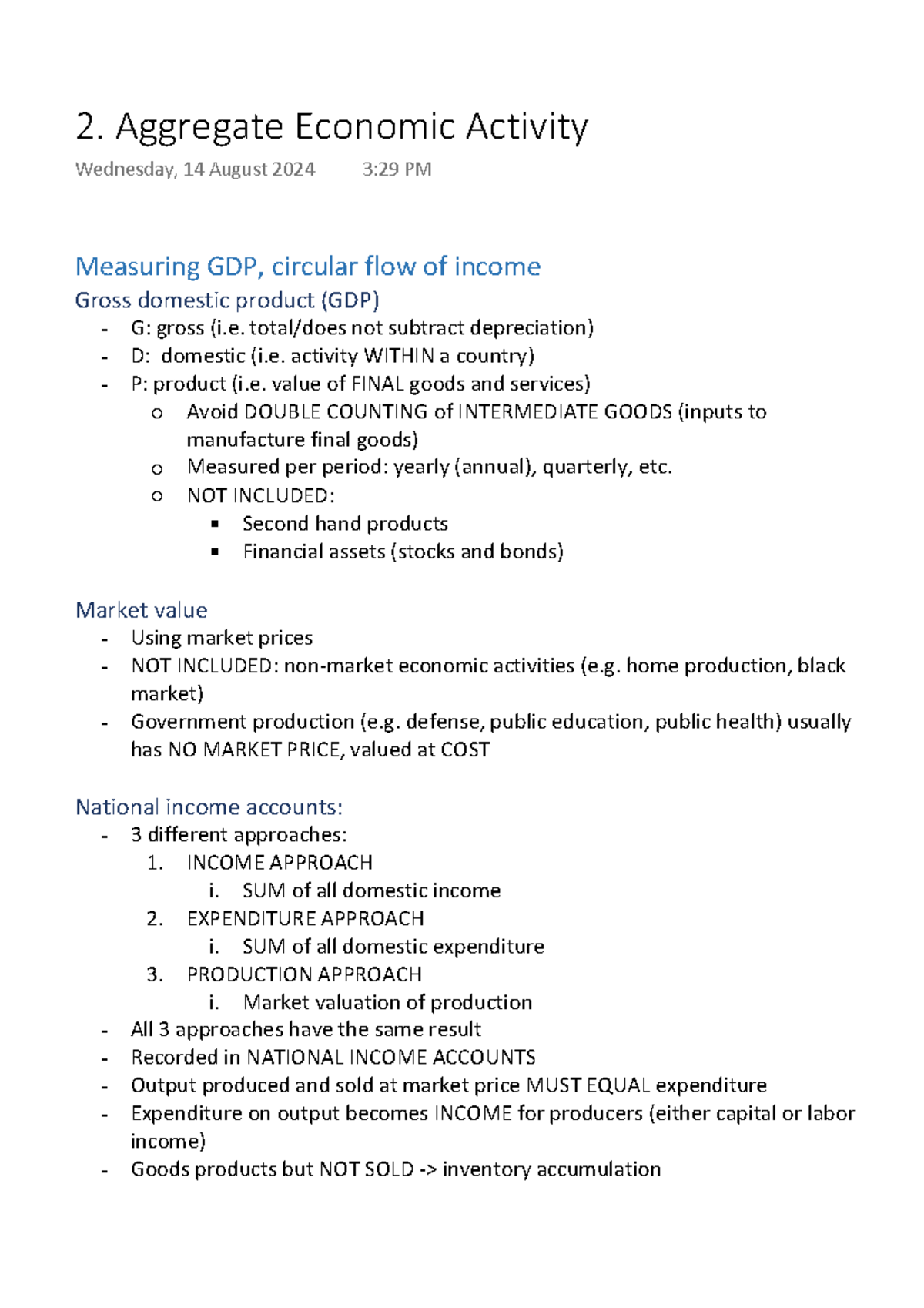 Aggregate Economic Activity - Measuring GDP, circular flow of income ...