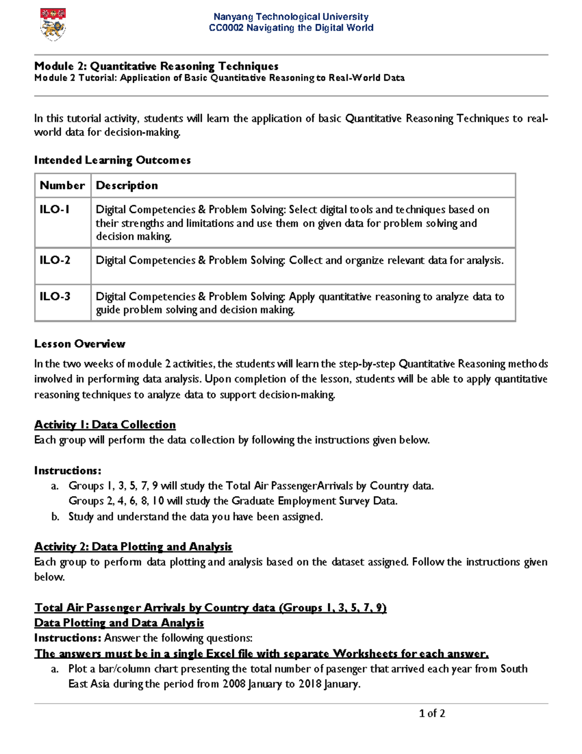 Week 5 Module 2 Tutorial Questions Nanyang Technological University Cc0002 Navigating The