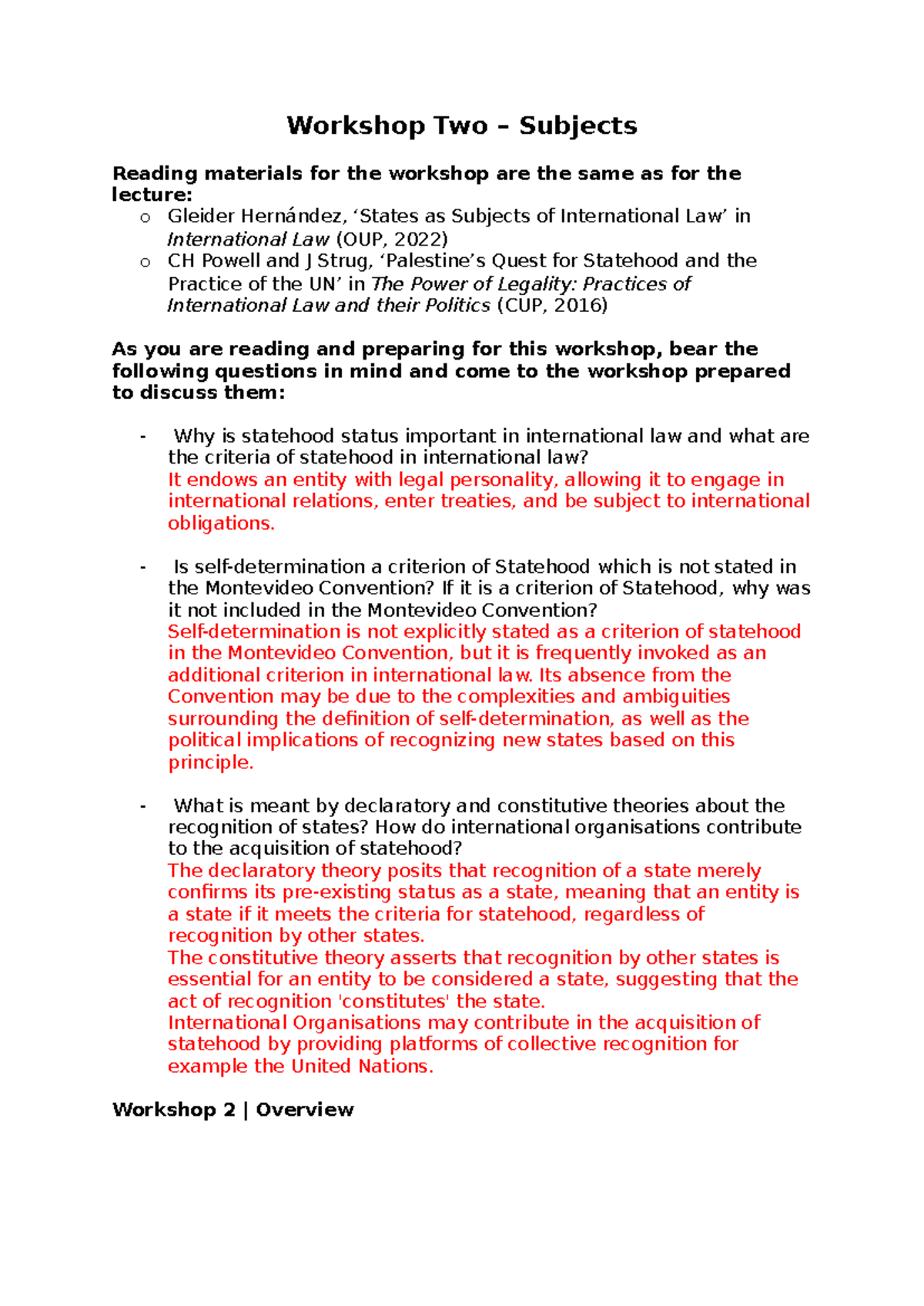 Workshop 2 Law in a Global Context - Workshop Two – Subjects Reading materials for the workshop ...