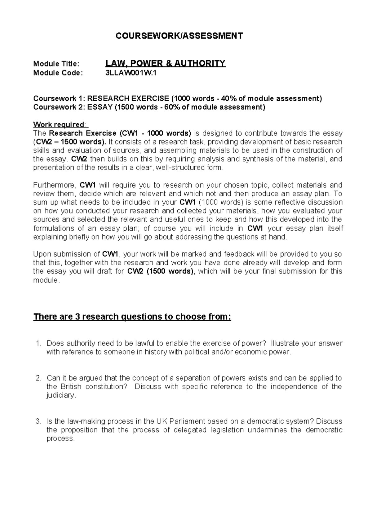LPA Coursework 2019-2020-4 - COURSEWORK/ASSESSMENT Module Title: LAW ...