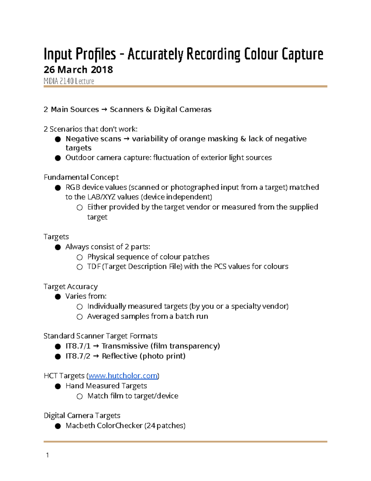 Lecture 2: Input Profiles (Accurately Record Colour Capture) - Input ...