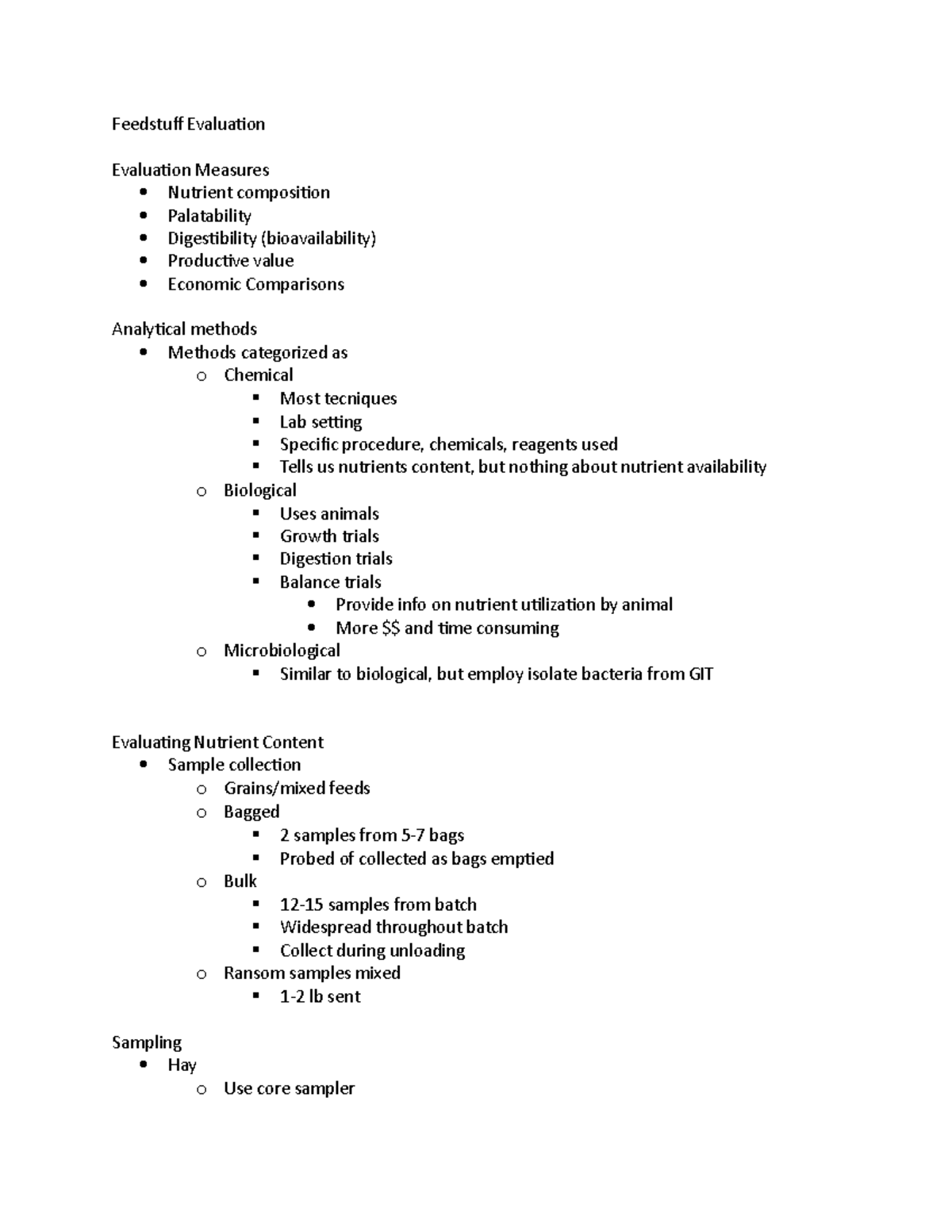 Feedstuff Evaluation - Feedstuff Evaluation Evaluation Measures ...