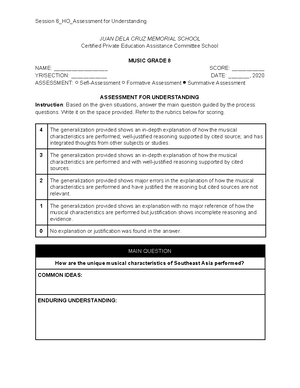 S4 Music PT Rubric Analytic Rubric- HO - SAMPLE ANALYTIC RUBRIC FOR ...