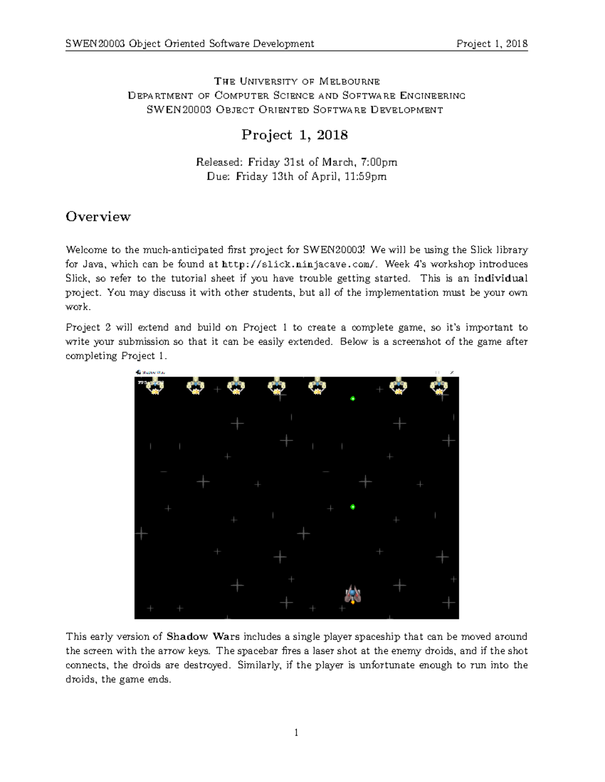 Project 1 - Past java assignment - The University of Melbourne Department of Computer Science ...