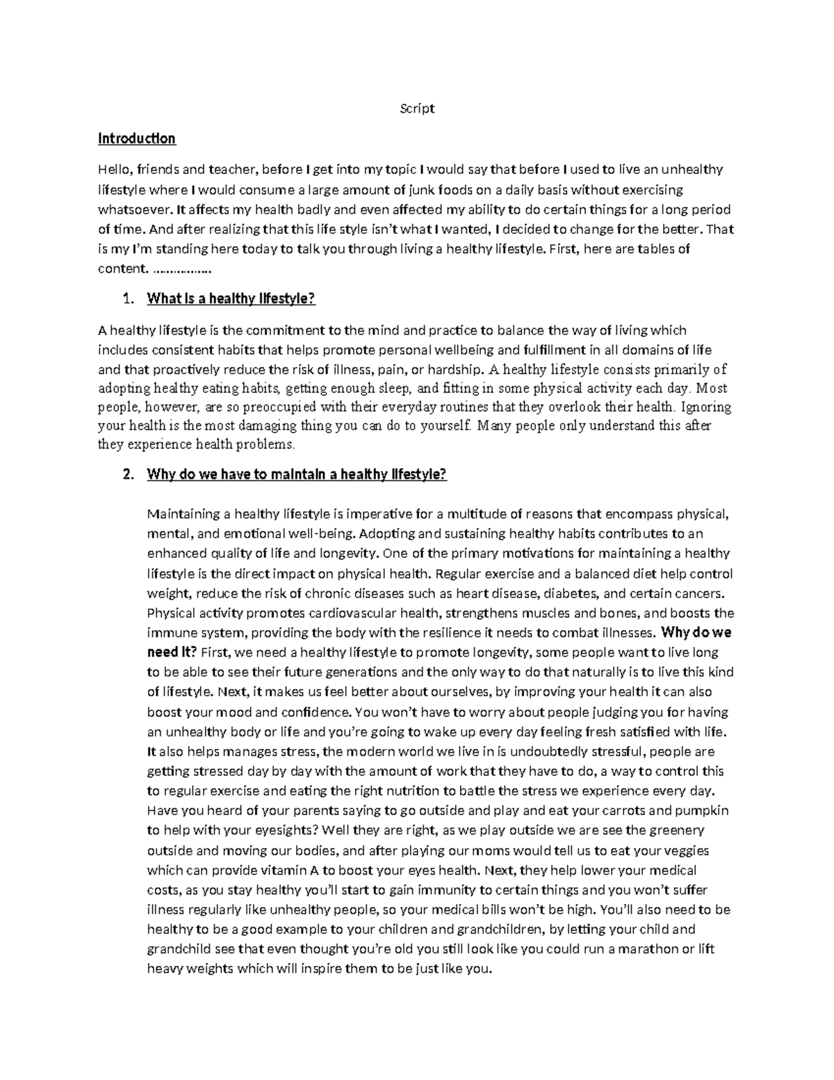 Script - Script Introduction Hello, friends and teacher, before I get ...