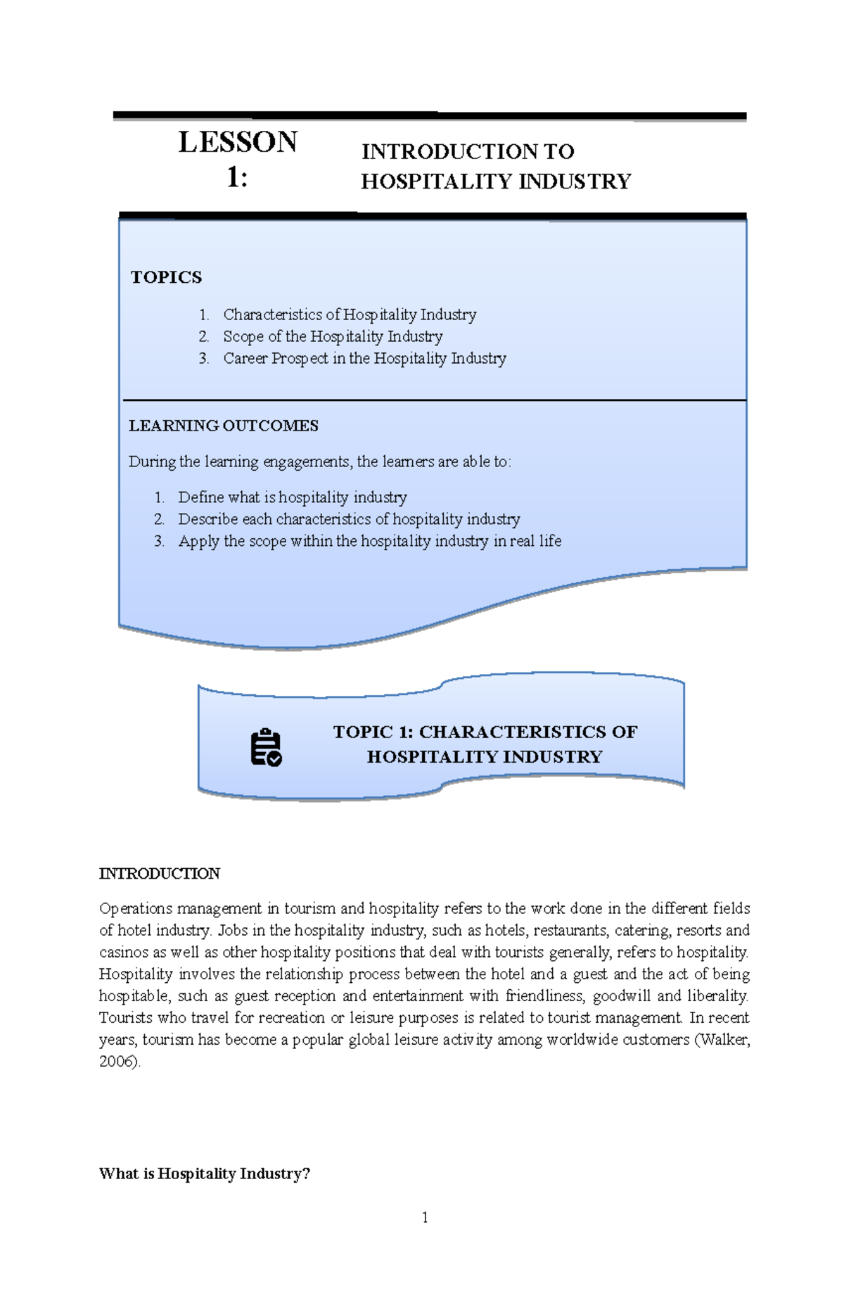 Module in Operation Management - LEARNING OUTCOMES During the learning ...