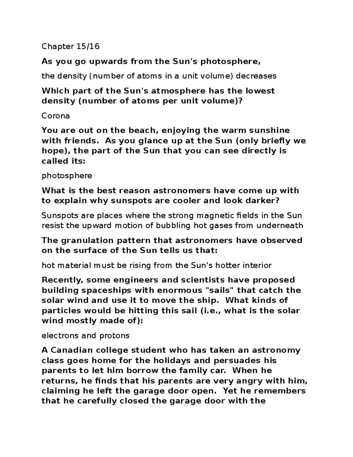 Chapter 15-16 reading assigment - Chapter 15/ As you go upwards from ...