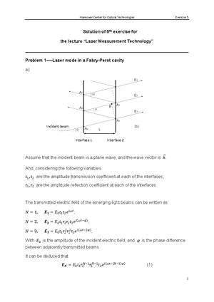 Exercise 1 Solution - Solution of Exercise 1 Problem 1──Principles nearly monochromatic; highly ...