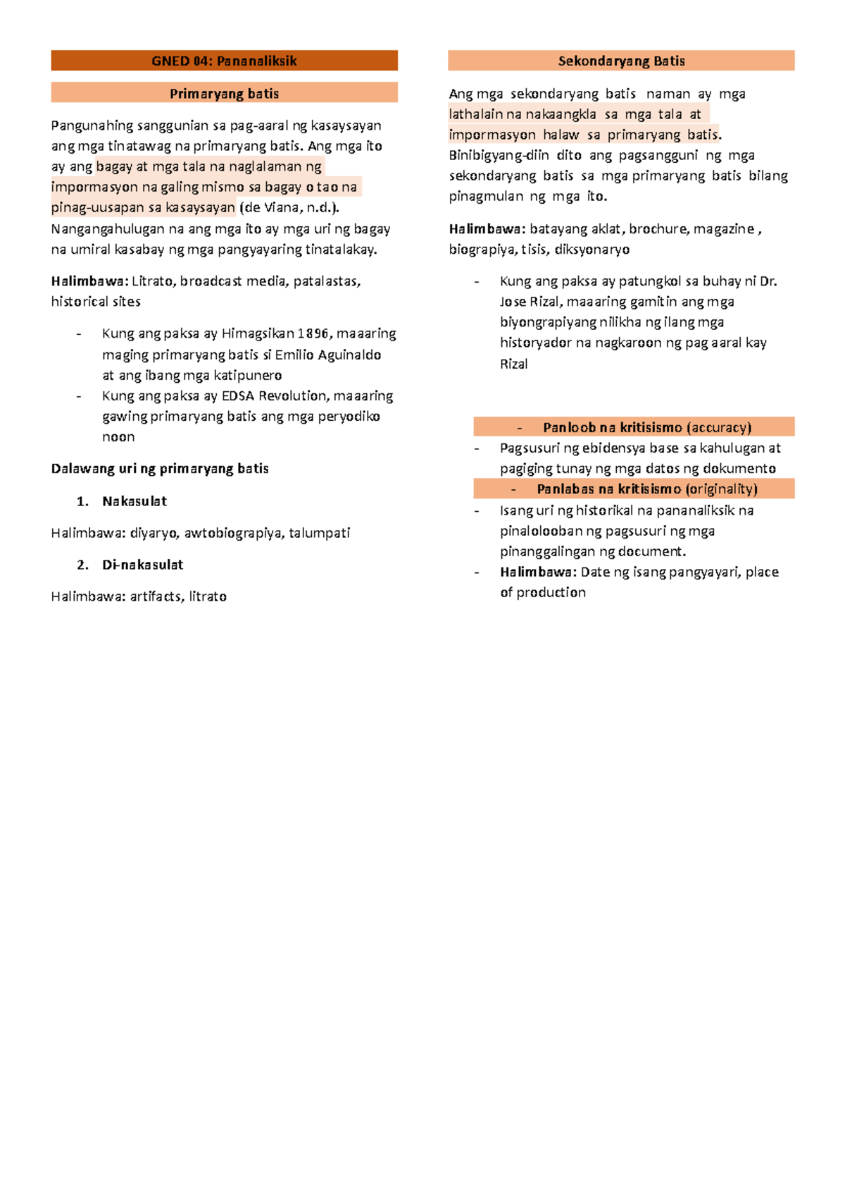 Pananaliksik - GNED 04: Pananaliksik Primaryang batis Pangunahing ...