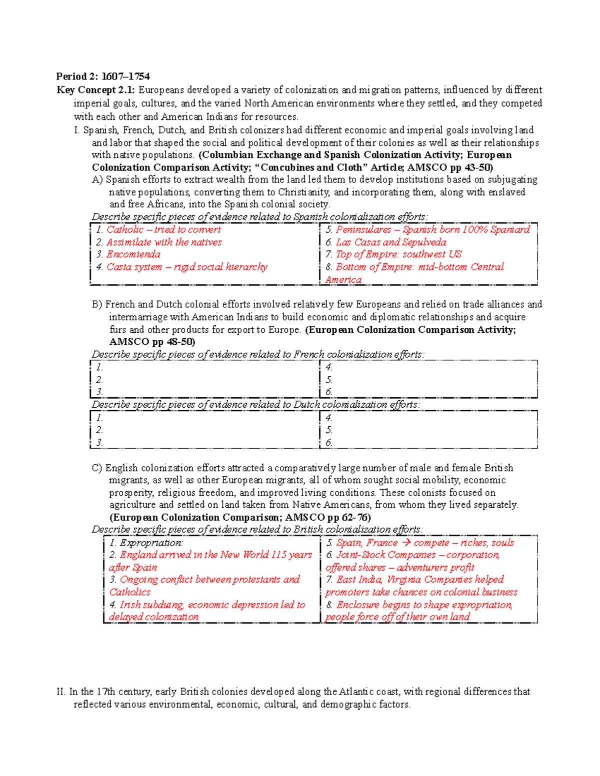 Framework questions period 2 revised 22 - Period 2: 1607– Key Concept 2 ...