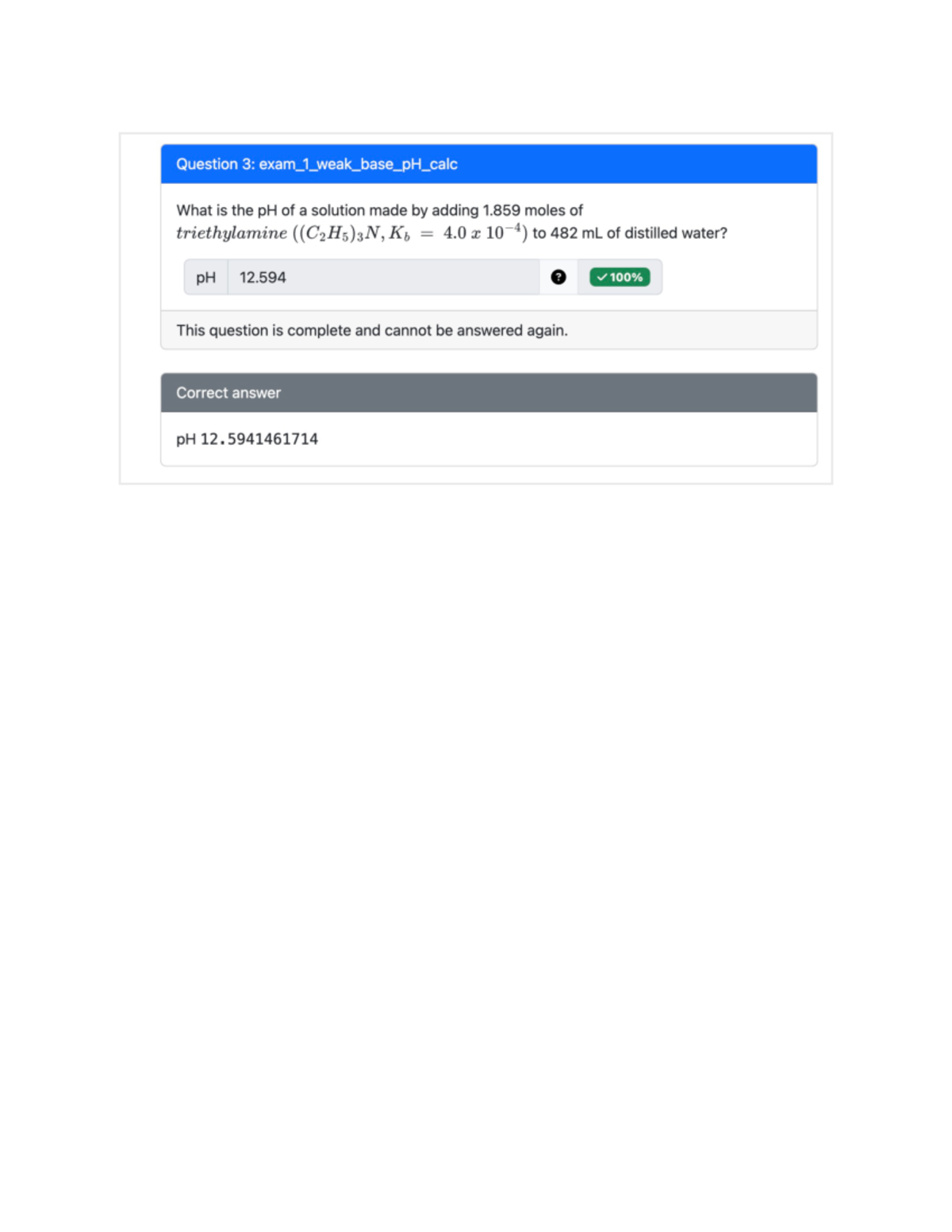 Quiz 1 Chem 104 - CHEM 104 - Question 3: exam_1_weak_base_pH_cald What ...