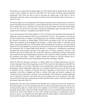 Human Rights Act 1998 - The question is in regard with the Human Rights ...