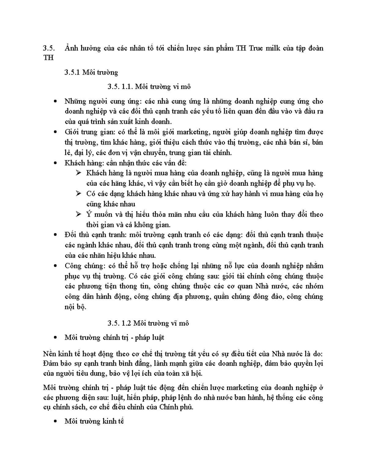 Nh hng moi trng - Nh hng moi trng - Ảnh hưởng của các nhân tố tới chiến lược sản phẩm TH True ...