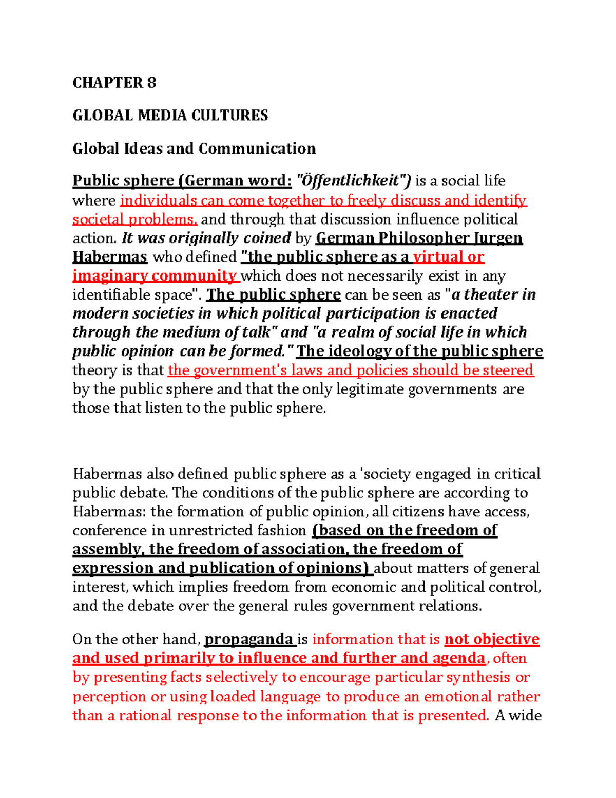SS1D Reviewerrr - CHAPTER 8 GLOBAL MEDIA CULTURES Global Ideas and ...