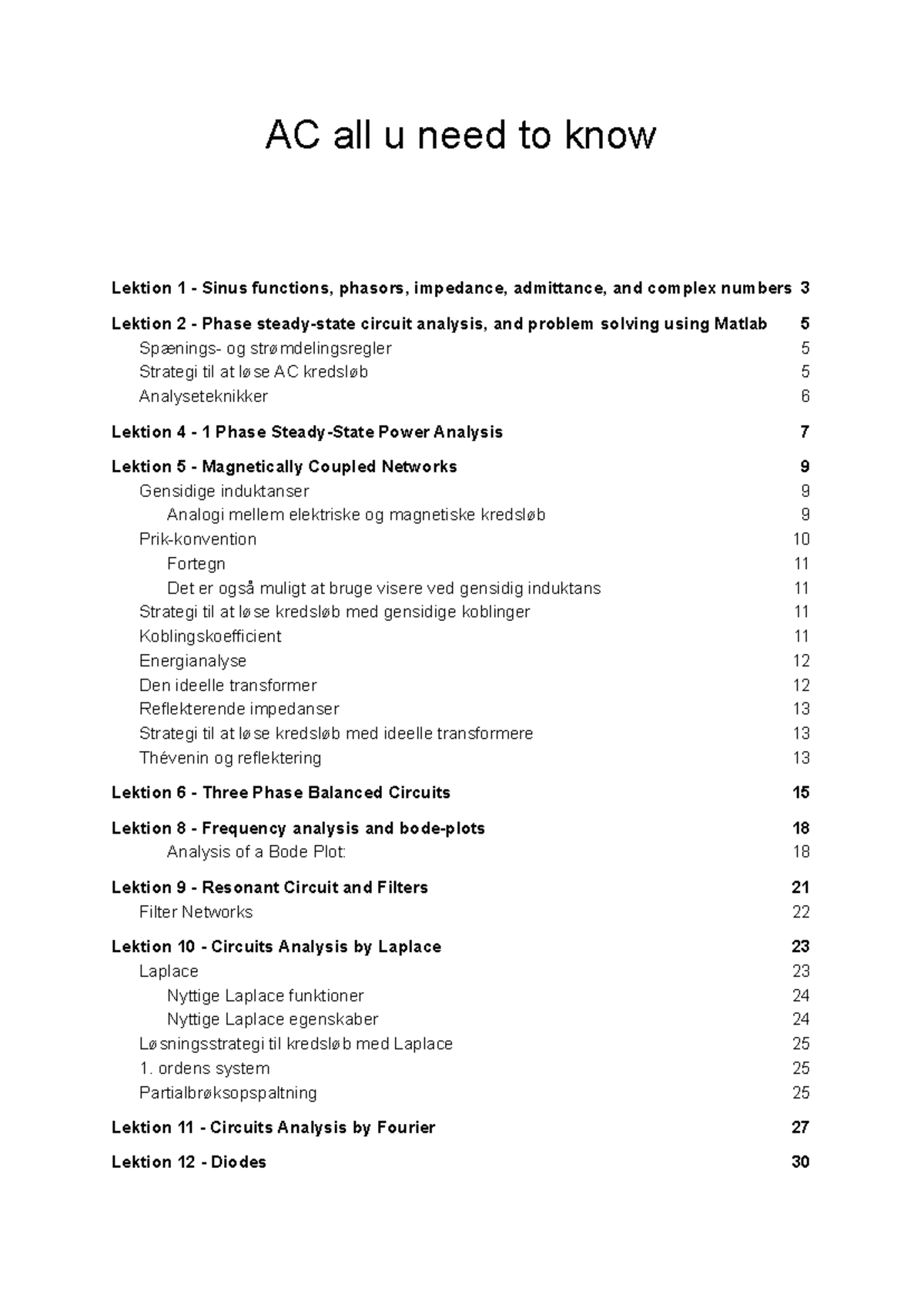 AC formelsamling - Resumé AC-kredsløbsteori og elektrofysik - AC all u need to know Lektion 1 ...
