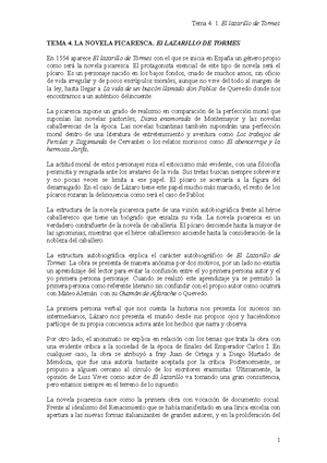Tema 5 El lazarillo de Tormes - TEMA 5. LA NOVELA PICARESCA. El ...