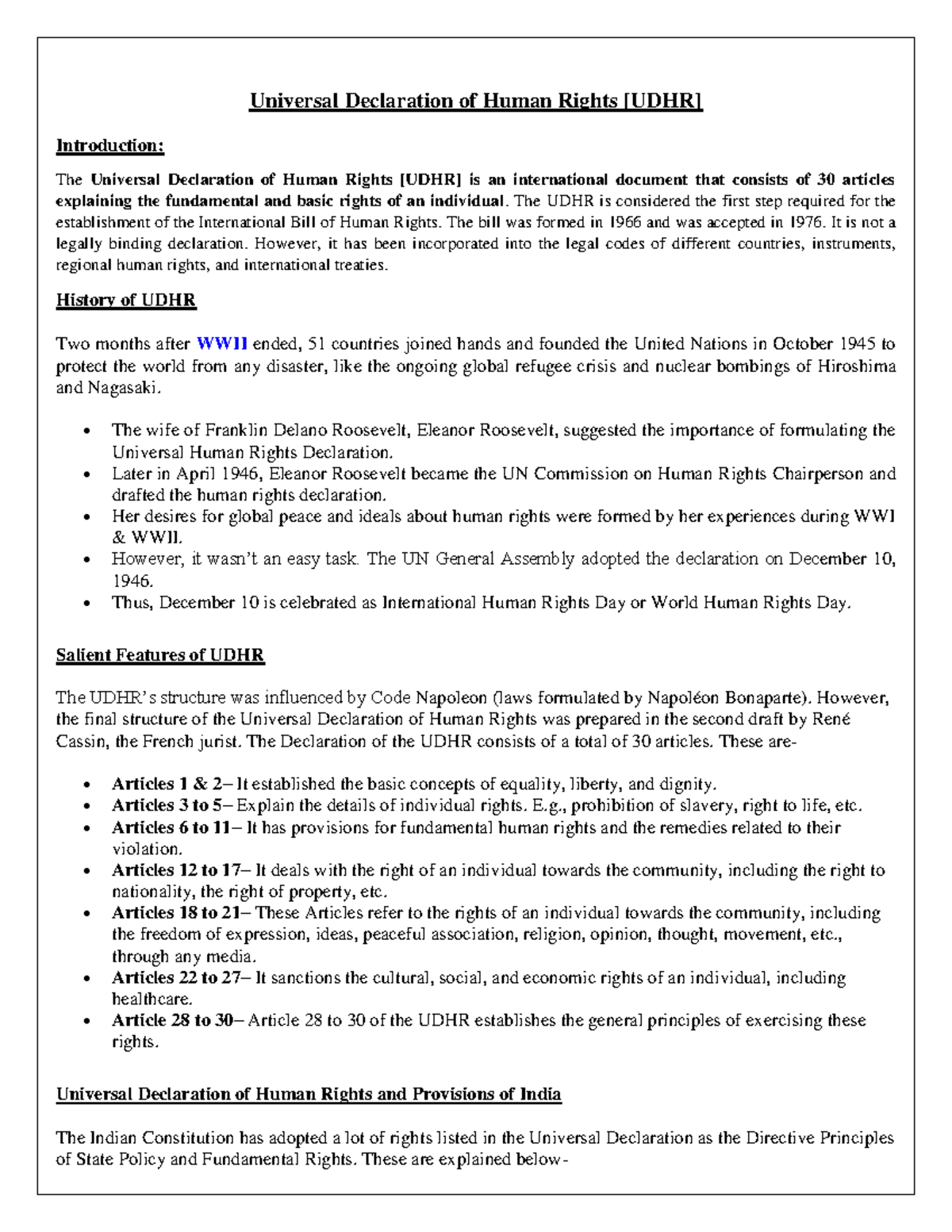 UDHR - UDHR - Universal Declaration of Human Rights [UDHR] Introduction ...