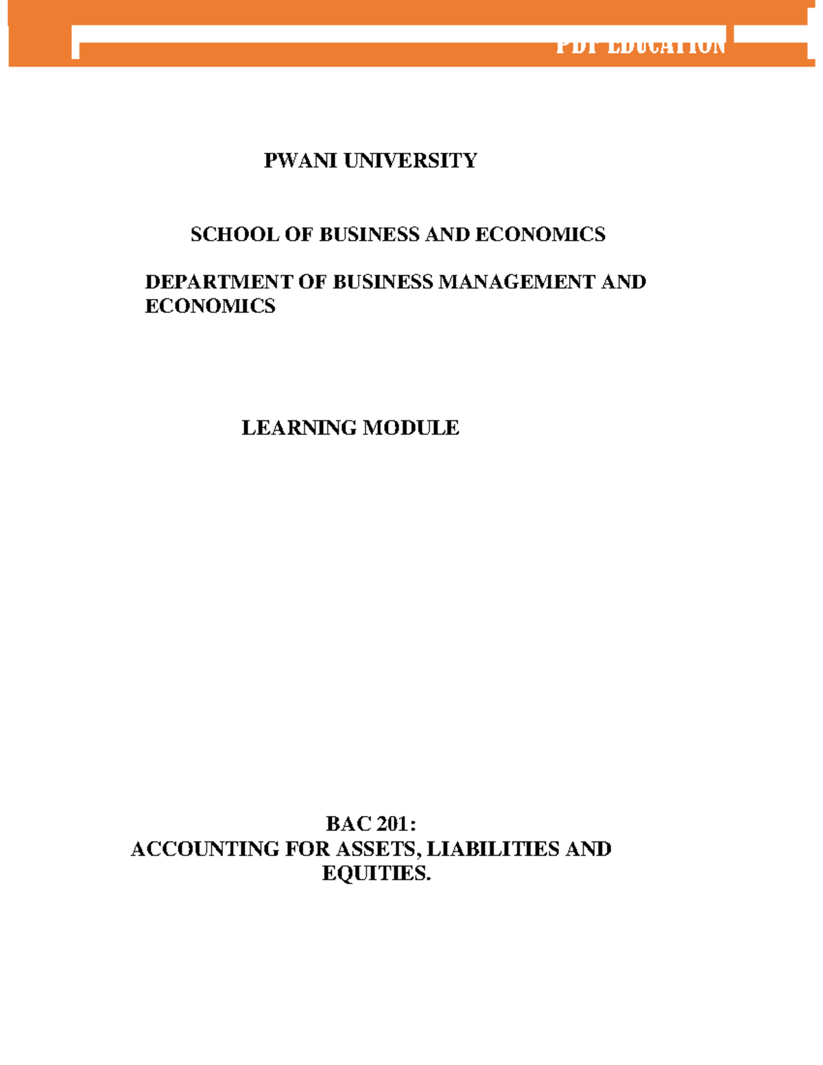 Module-BAC 201 Accounting for Liabilities & Equities Notes-PU - PWANI ...