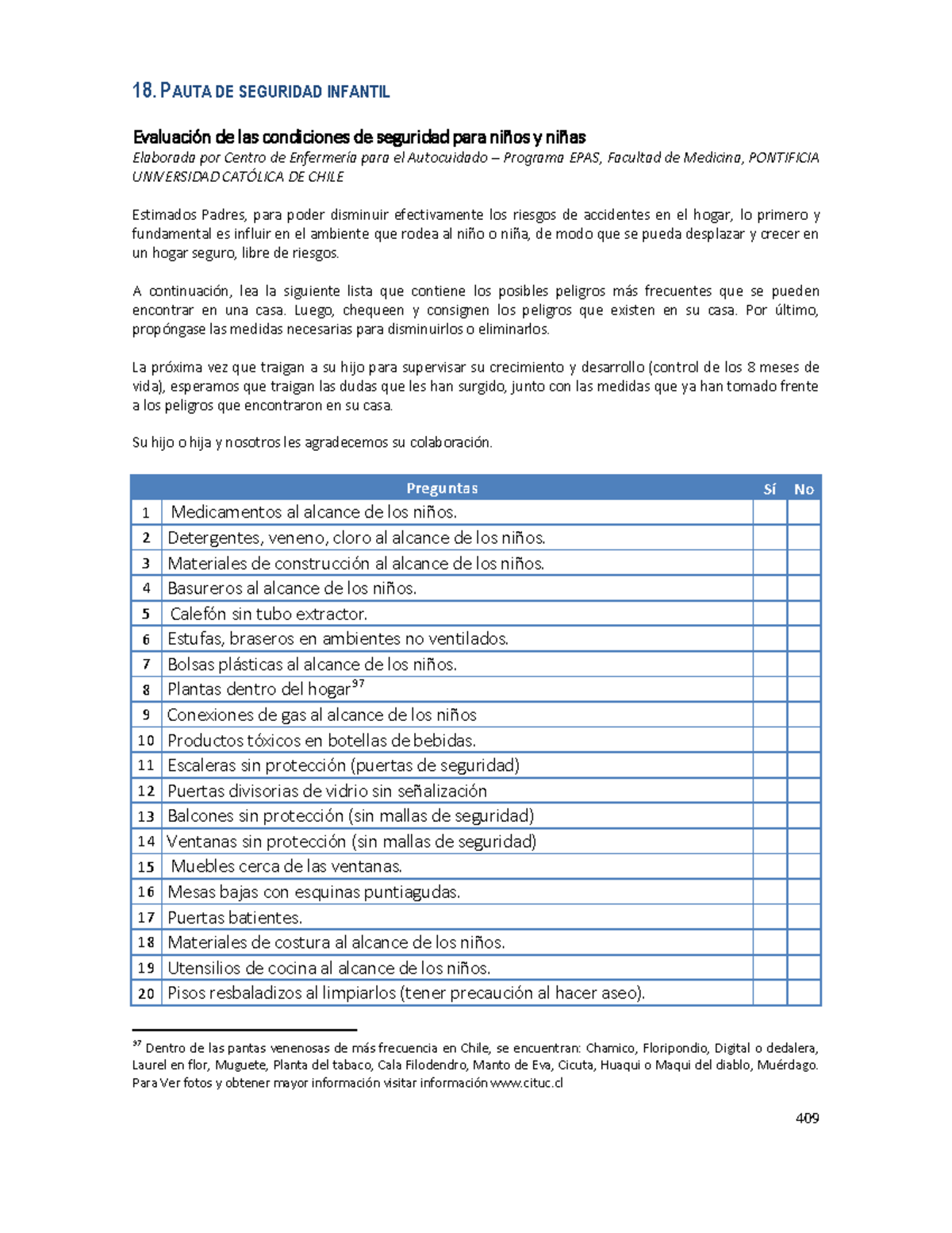 Anexo 18.- Pauta Seguridad Infantil - 409 18. PAUTA DE SEGURIDAD ...