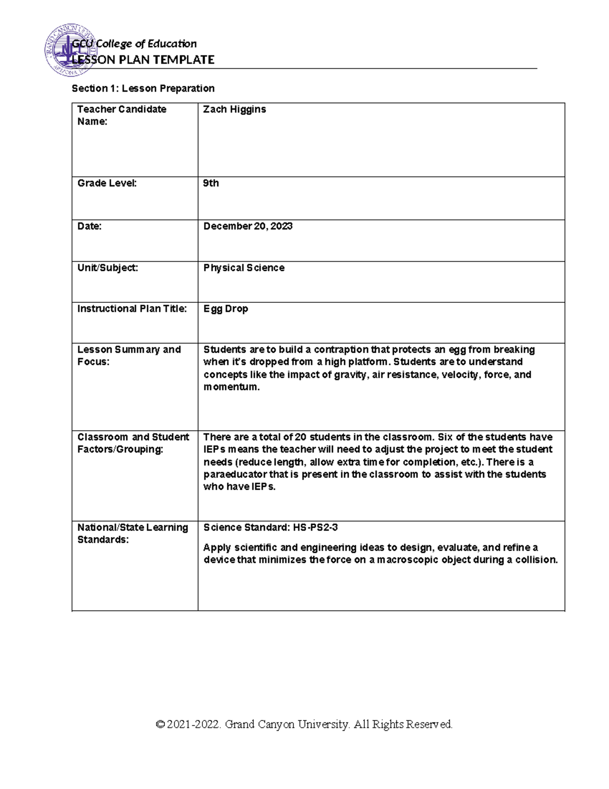 Zach Higgins, Innovative Science and Health Instructional Methods ...