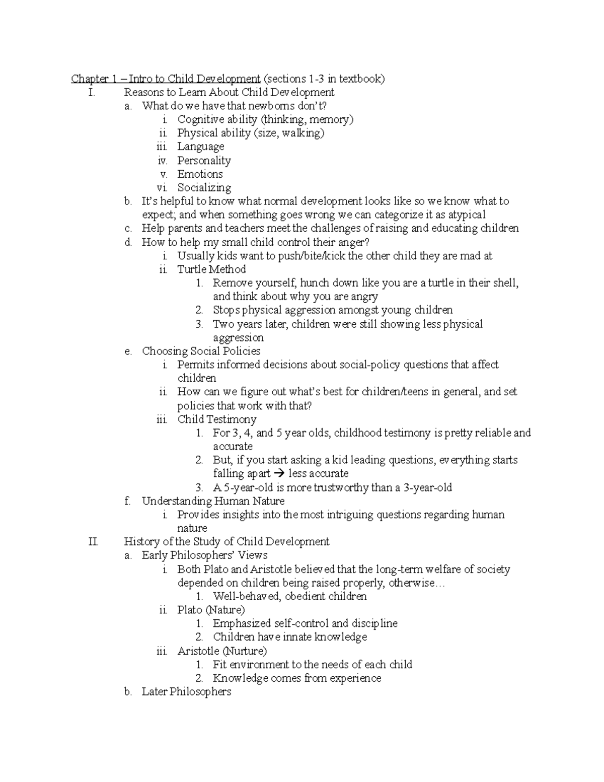 Chapter 1 - Lecture notes 1 - Chapter 1 – Intro to Child Development ...