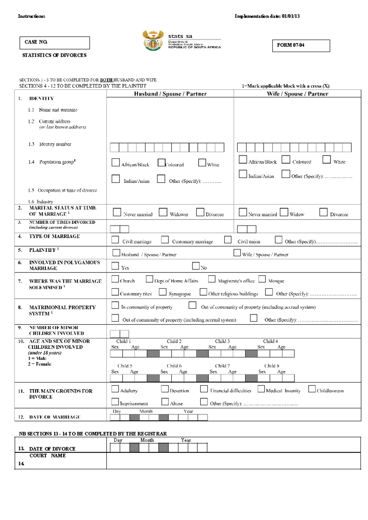 Divorces form 07-04 English stats - LPLS3713 - STATISTICS OF DIVORCES ...