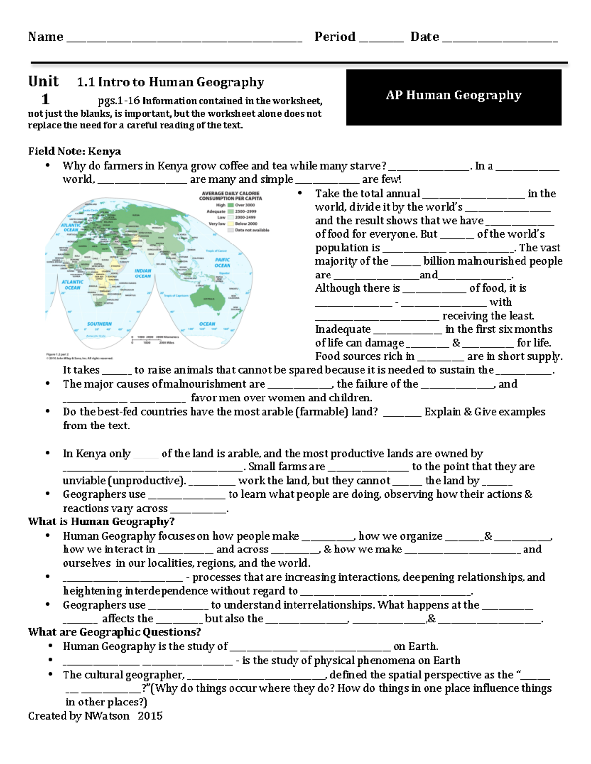 1.1 Worksheet - AP Geography - Createdठ⃚byठ⃚NWatsonठ⃚ठ⃚ठ⃚2015ठ⃚ - Studocu