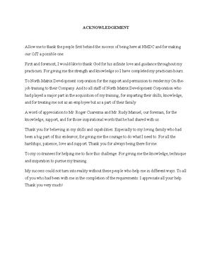 Narrative Report OJT - INTRODUCTION I was an intern at the Department ...