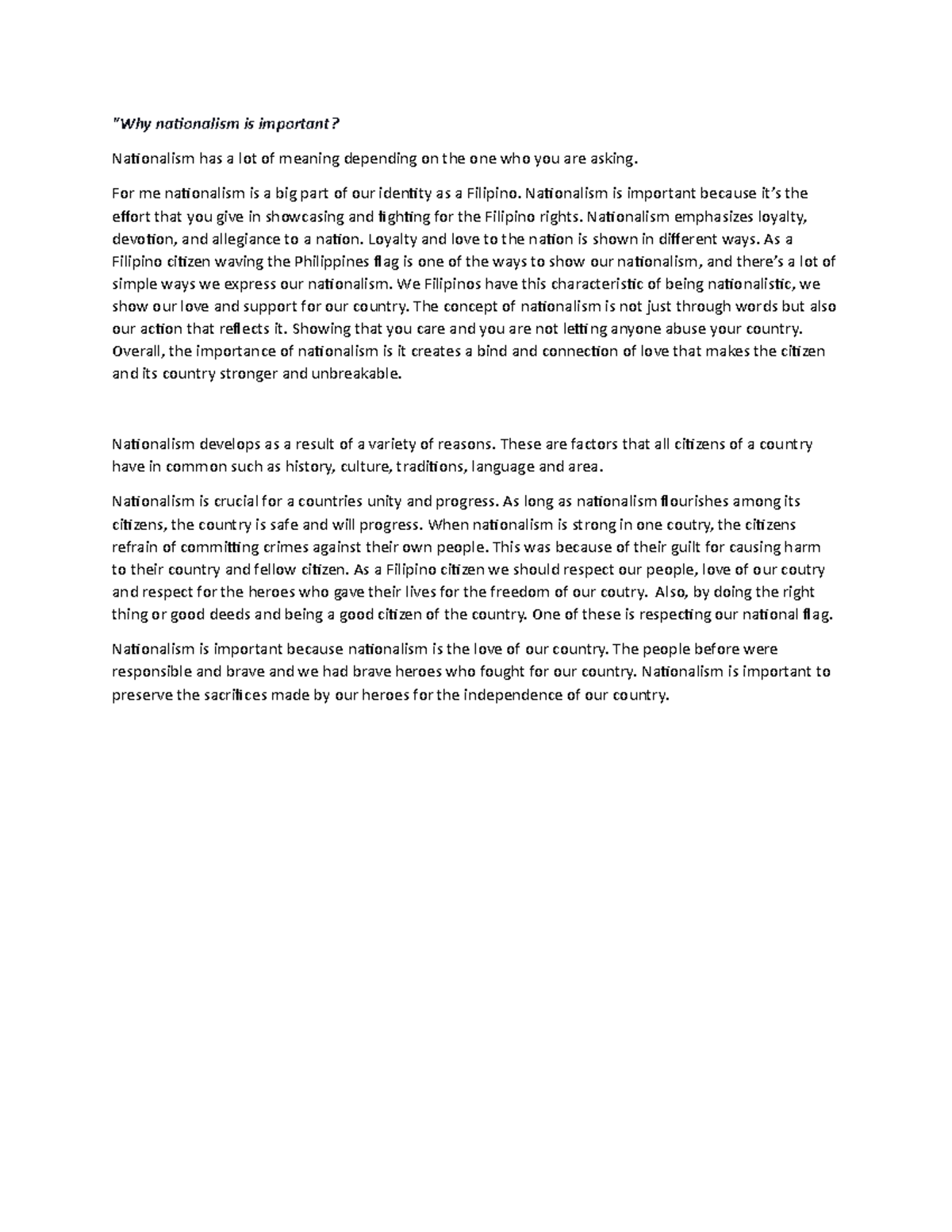 Why nationalism is important - "Why nationalism is important ...