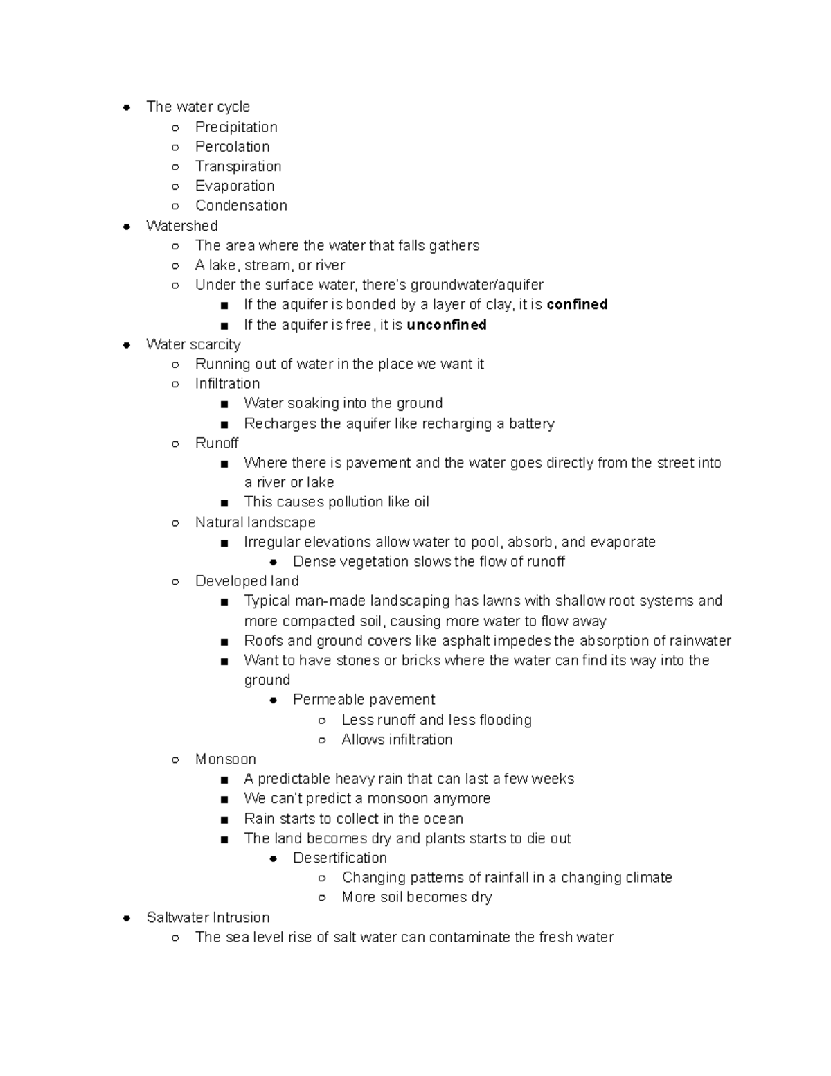 The Water Cycle - ENVS Introduction - The water cycle Precipitation ...