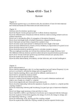 CHEM 4310 chapter 16 statistical mechanics equation sheet - CHEM 4310 ...