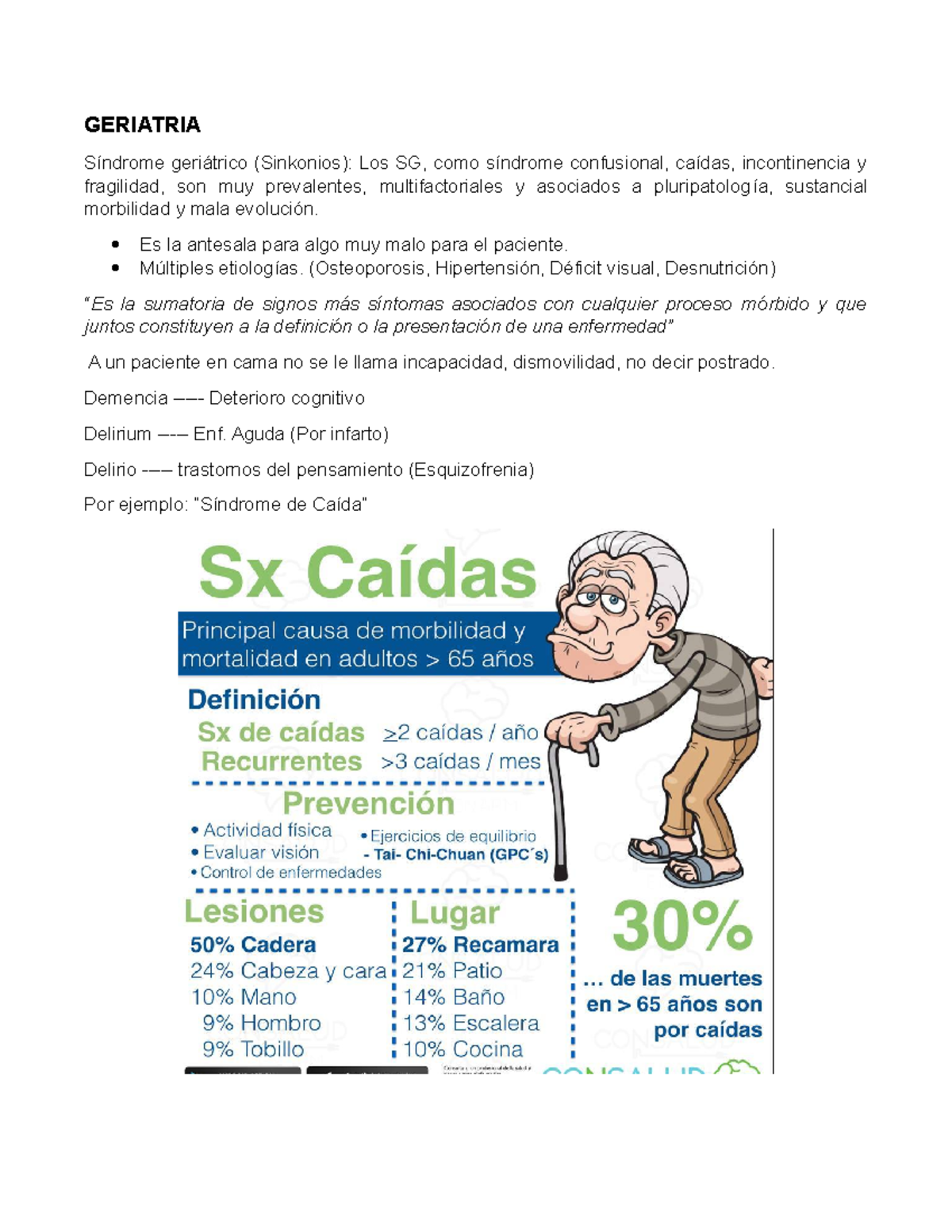 Apuntes Geriatria Unidad I - GERIATRIA Síndrome geriátrico (Sinkonios ...