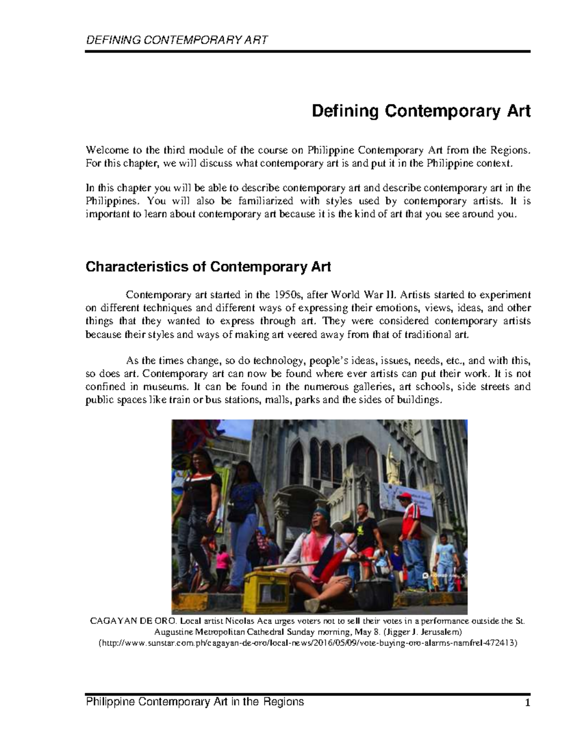 Week 003-004 Course Module-Defining Contemporary Art - DEFINING ...