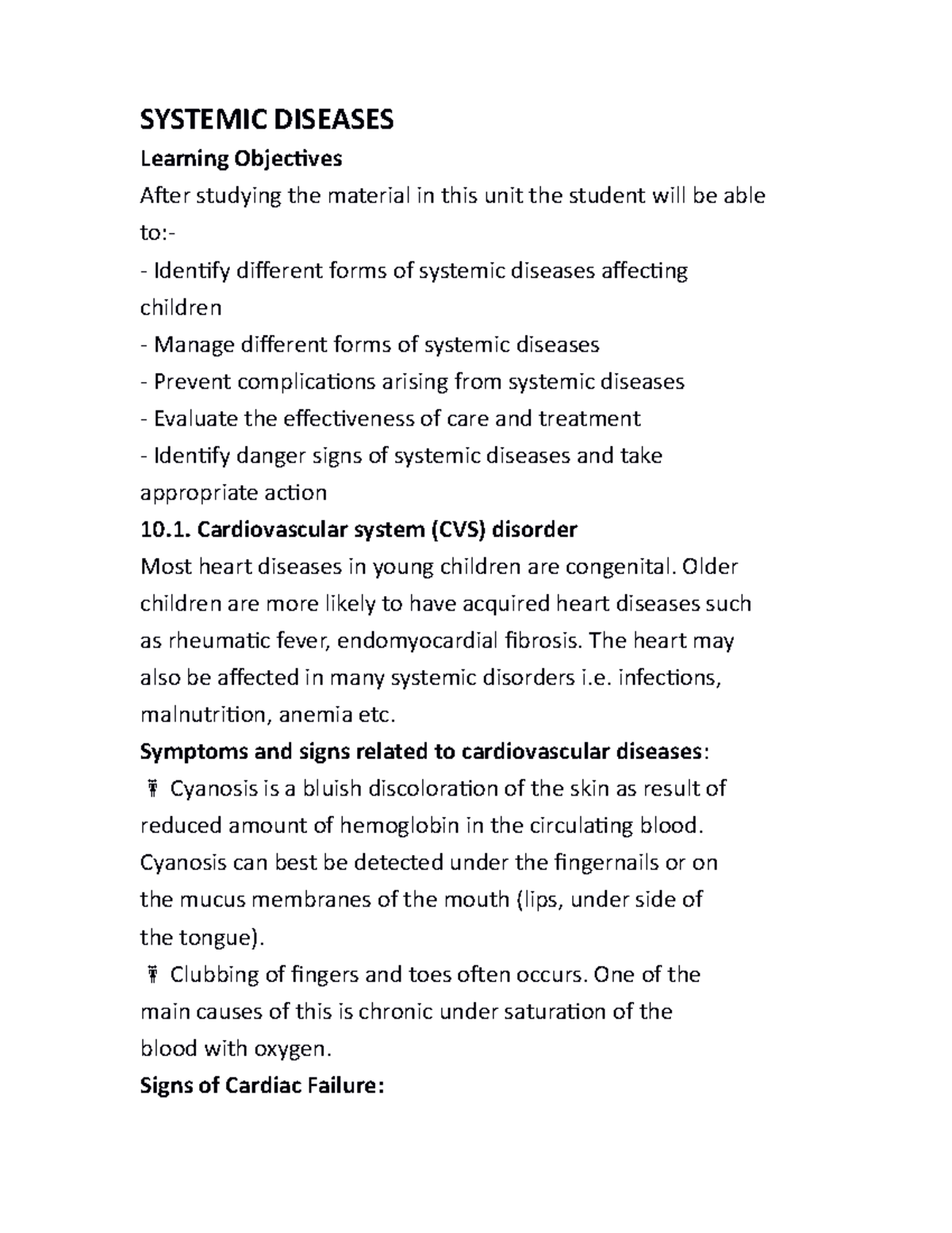 Systemic Diseases - SYSTEMIC DISEASES Learning Objectives After ...