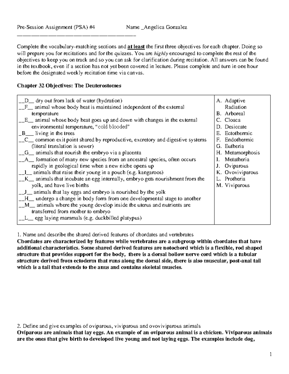 Psa 4 - Pre-Session Assignment (PSA) #4 Name _Angelica Gonzalez ...