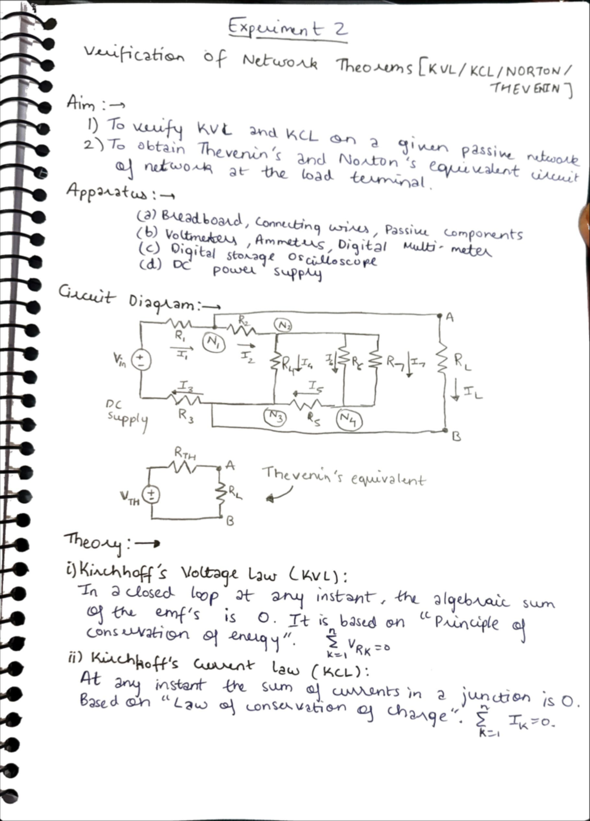 Experiment 2 - Verification of thevenin norton - Experiment 2 verification of Network Theorems ...